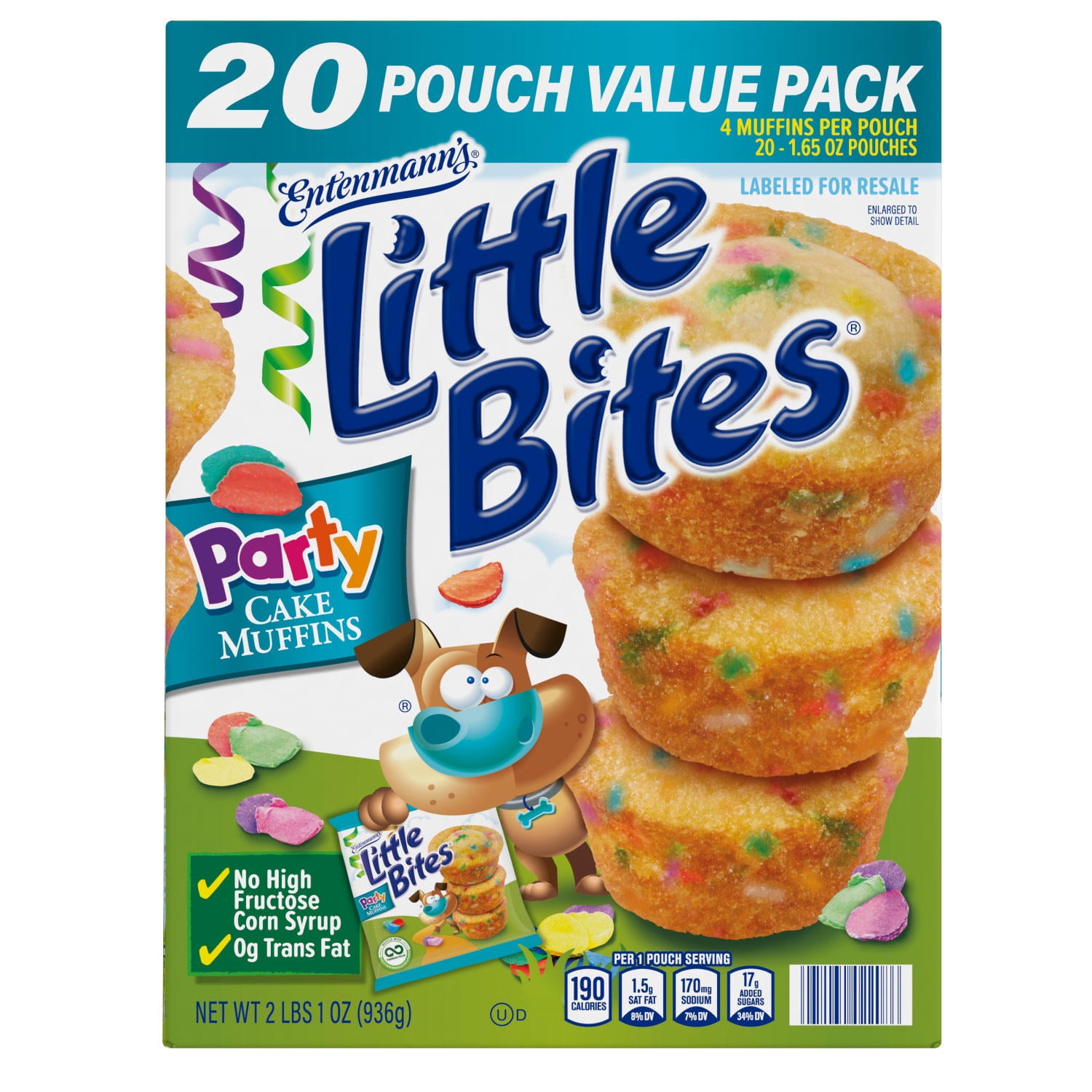 Entenmann's Little Bites Party Cake Mini Muffins, 1.65 oz, 20 Pack ...
