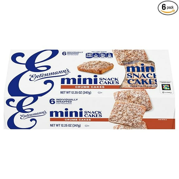 Entenmann's Minis Crumb Cake, Box of Snack Cakes, 12.25 oz, 6 Count ...