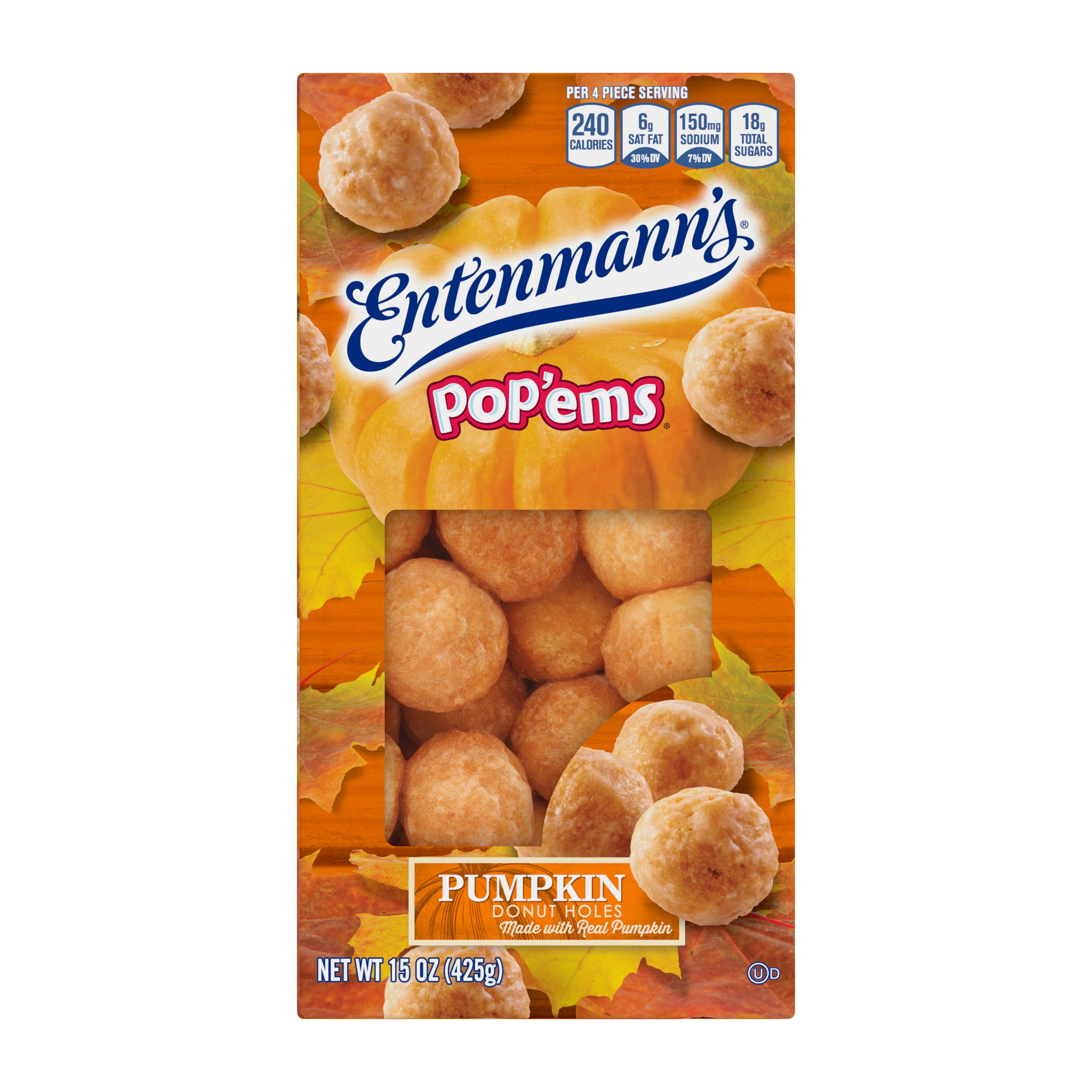 Entenmann's Pop'ems Pumpkin Donut Holes, 15 oz Box - Walmart.com