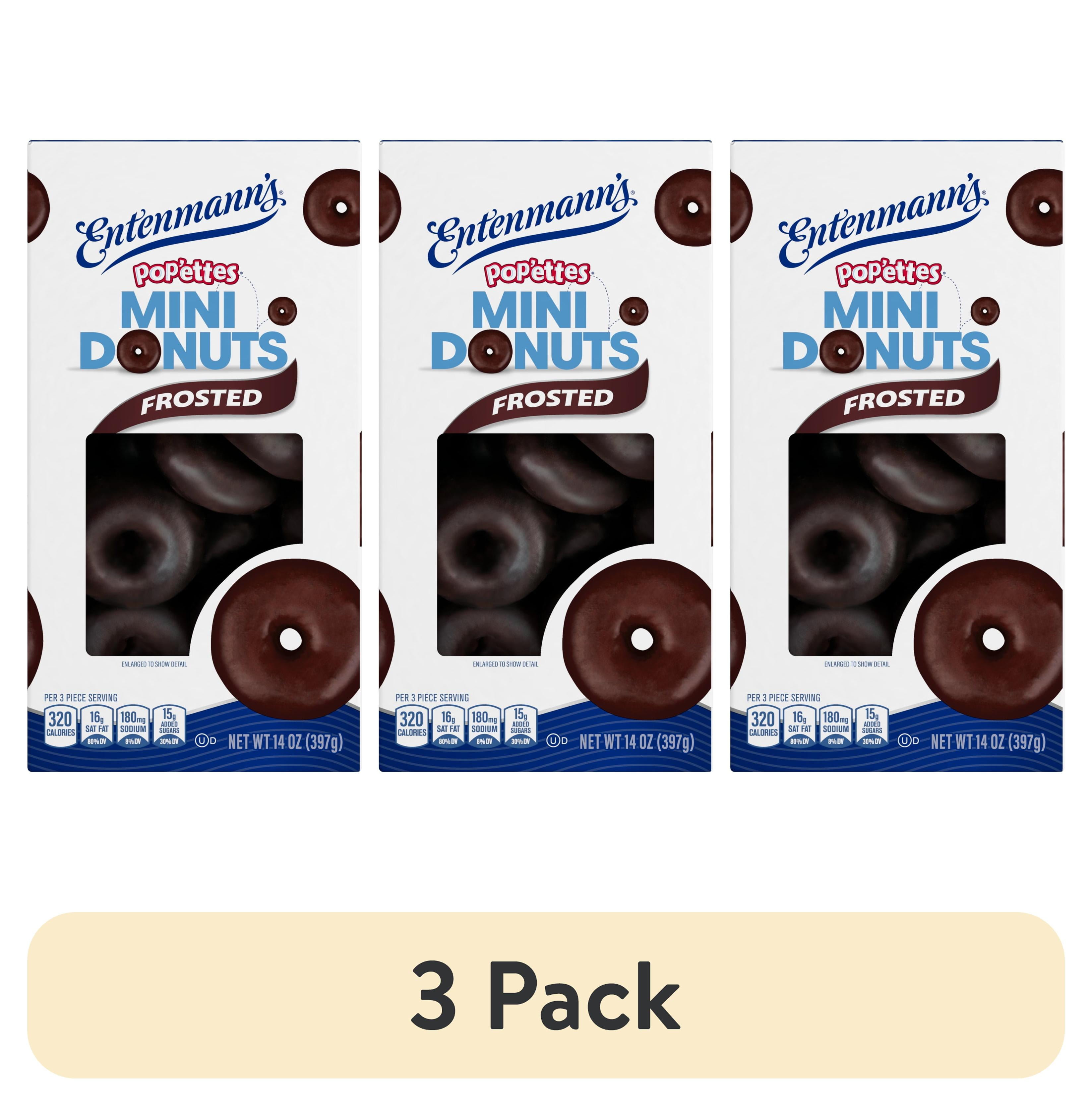 (3 pack) Entenmann's Pop'ettes Frosted Donuts, 14 oz, Chocolate Mini ...