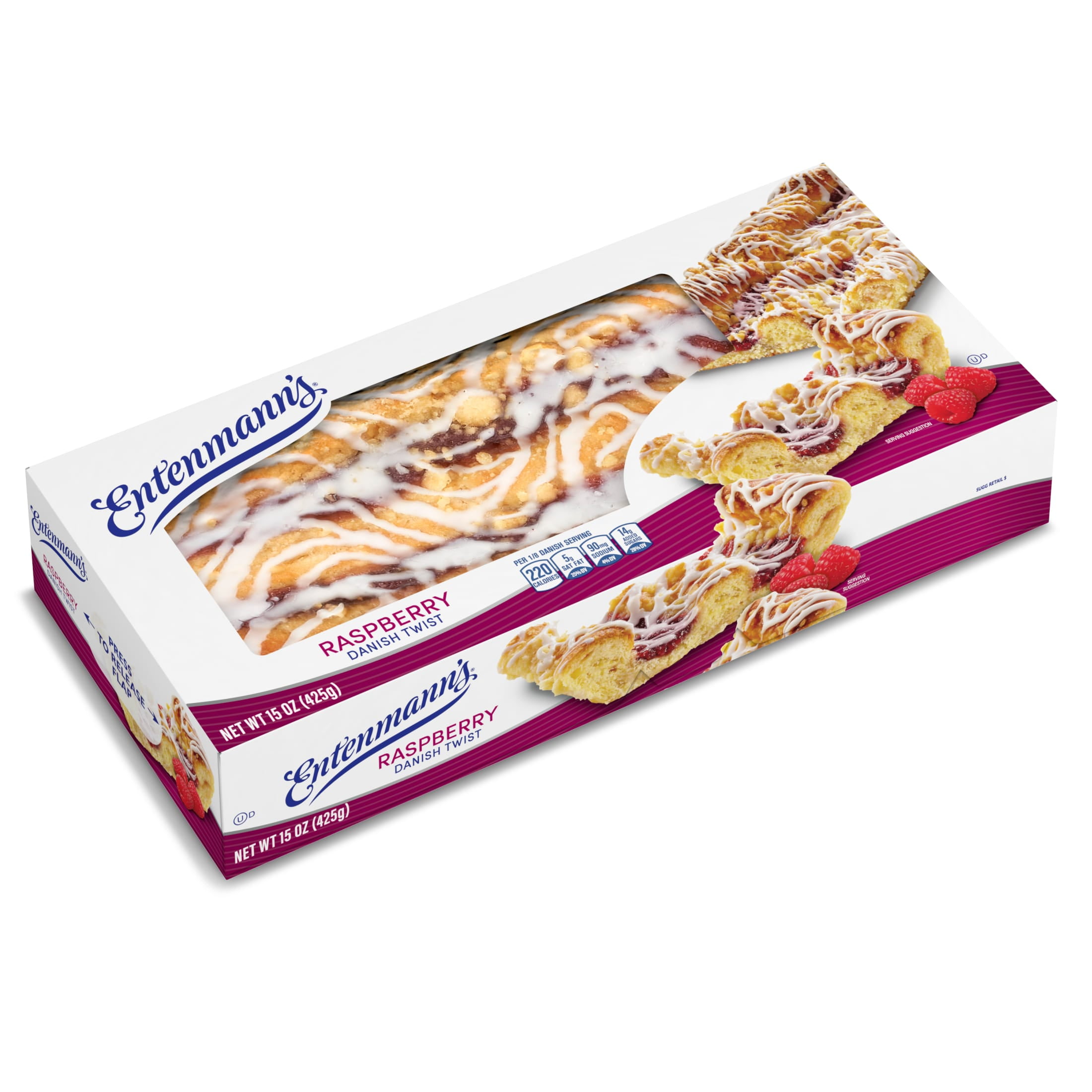 Entenmann's Fresh Baked Raspberry Danish Twist, Sweet Pastries, 15 oz ...