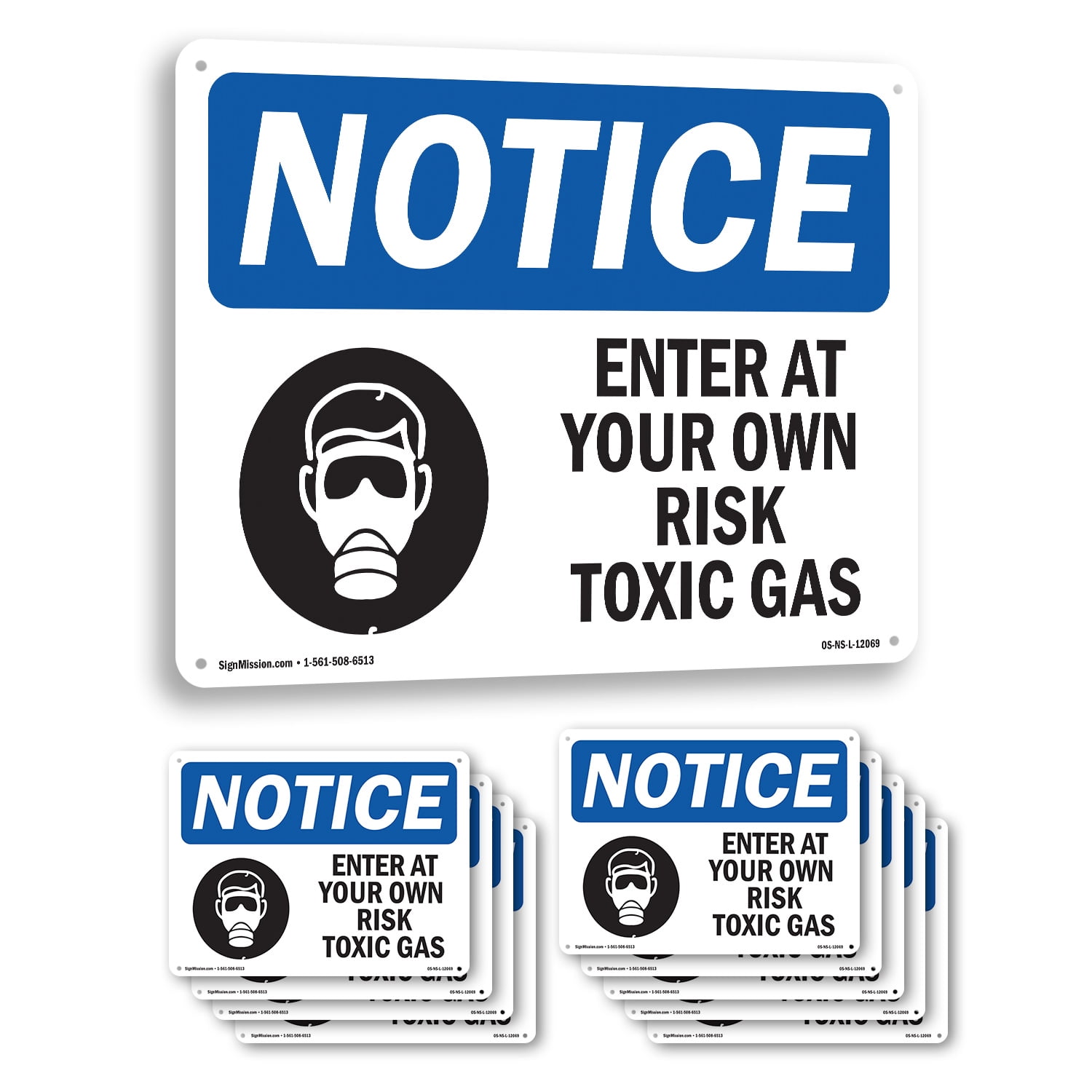 Enter At Your Own Risk Toxic Gases OSHA Notice Aluminum Sign 24 Inch x ...