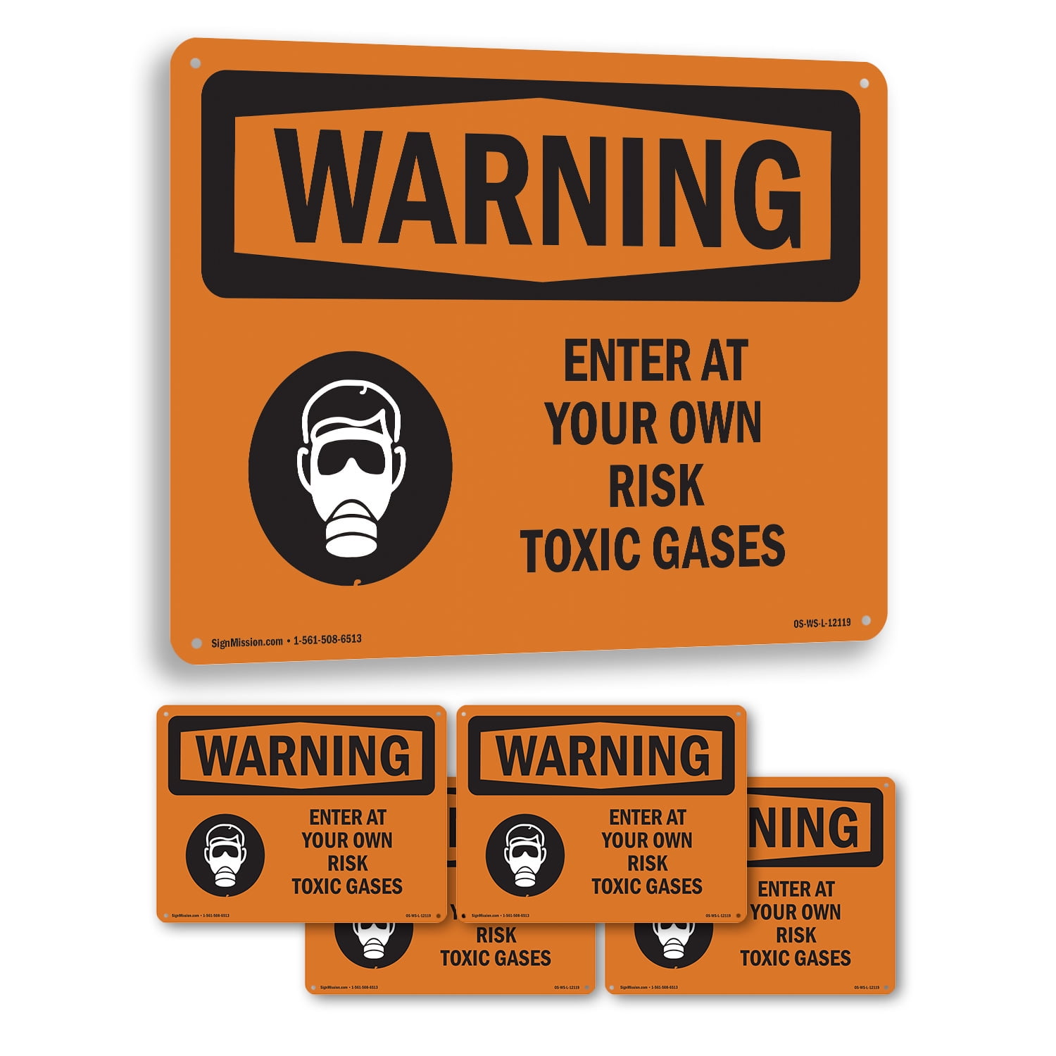 Enter At Your Own Risk Toxic Gases With Symbol OSHA WARNING Aluminum ...