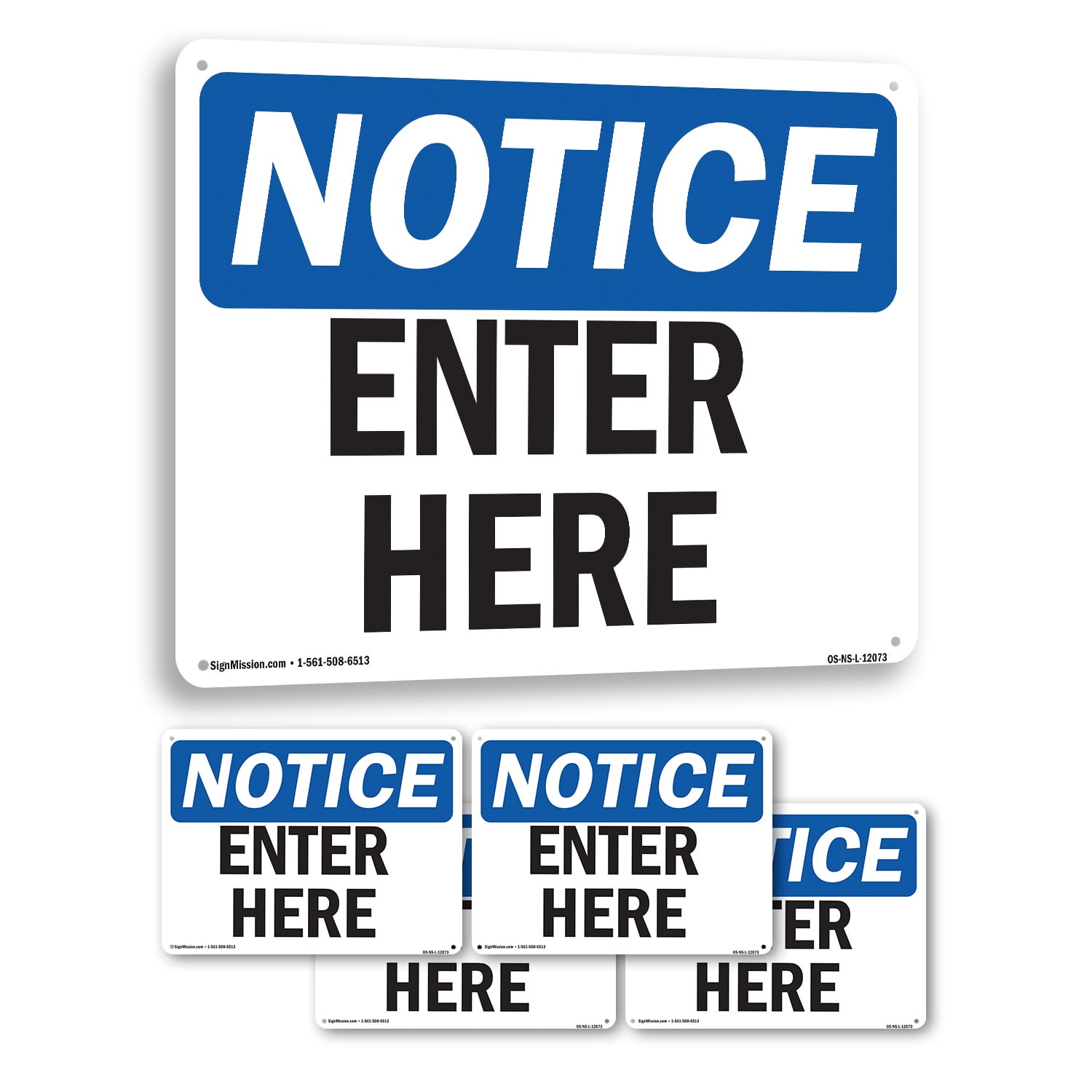 Enter Here OSHA Notice Rigid Plastic Sign 24 Inch x 18 Inch - 5 Pack ...