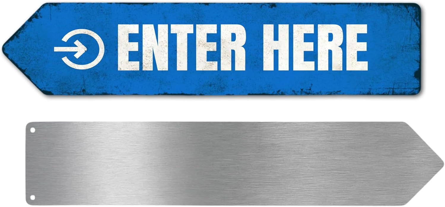 Enter Here Metal Sign by DC | Arrow Metal Directional Signage for ...