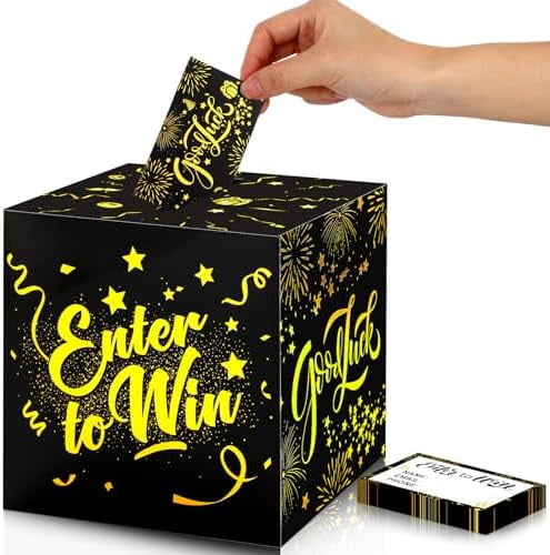 Enter to Win Donation Box with Raffle Tickets Cards Gold Raffle Safe ...