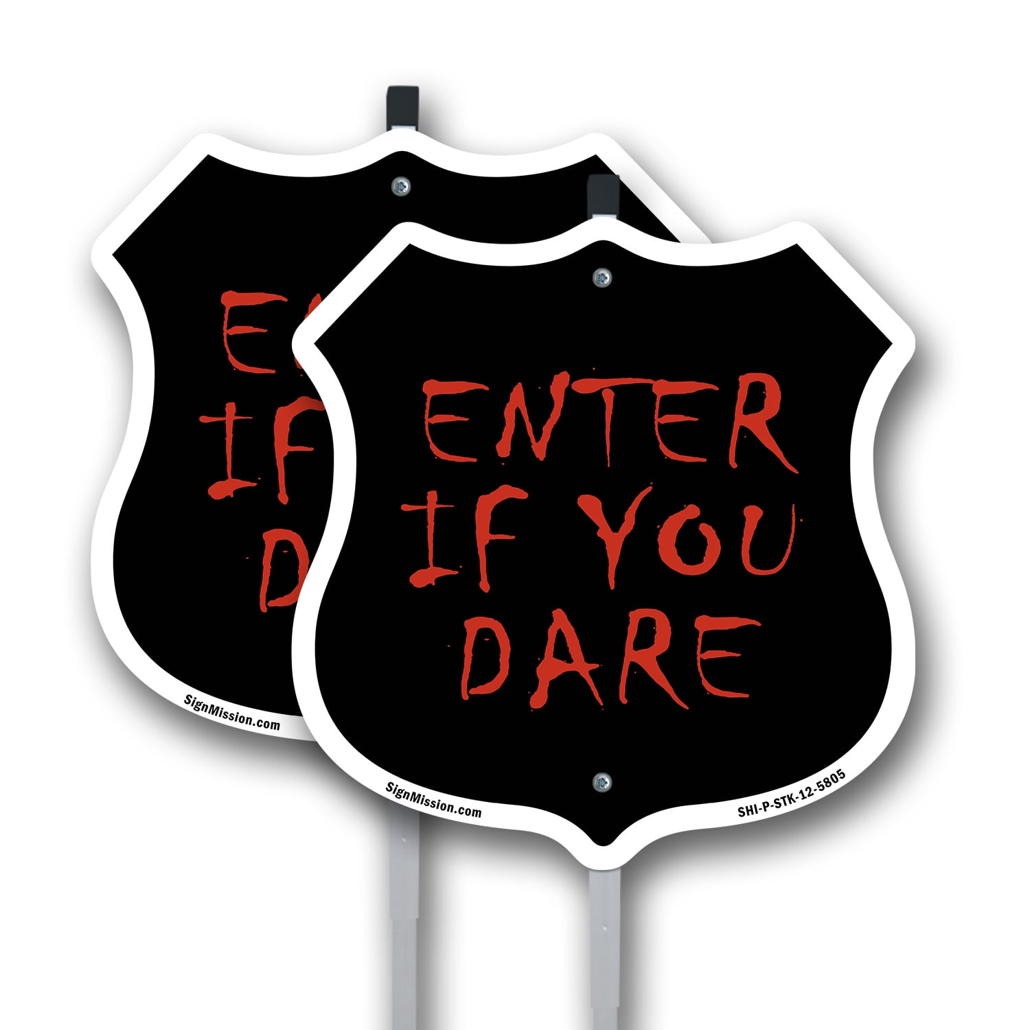 Enter If You Dare (2 Pack) 12 inch X 12 inch Shield Shaped Rust-Free ...
