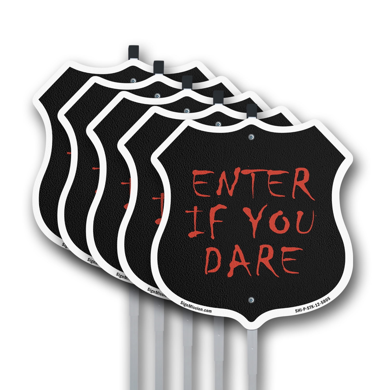 Enter If You Dare (5 Pack) 12 inch X 12 inch Shield Shaped Commercial ...