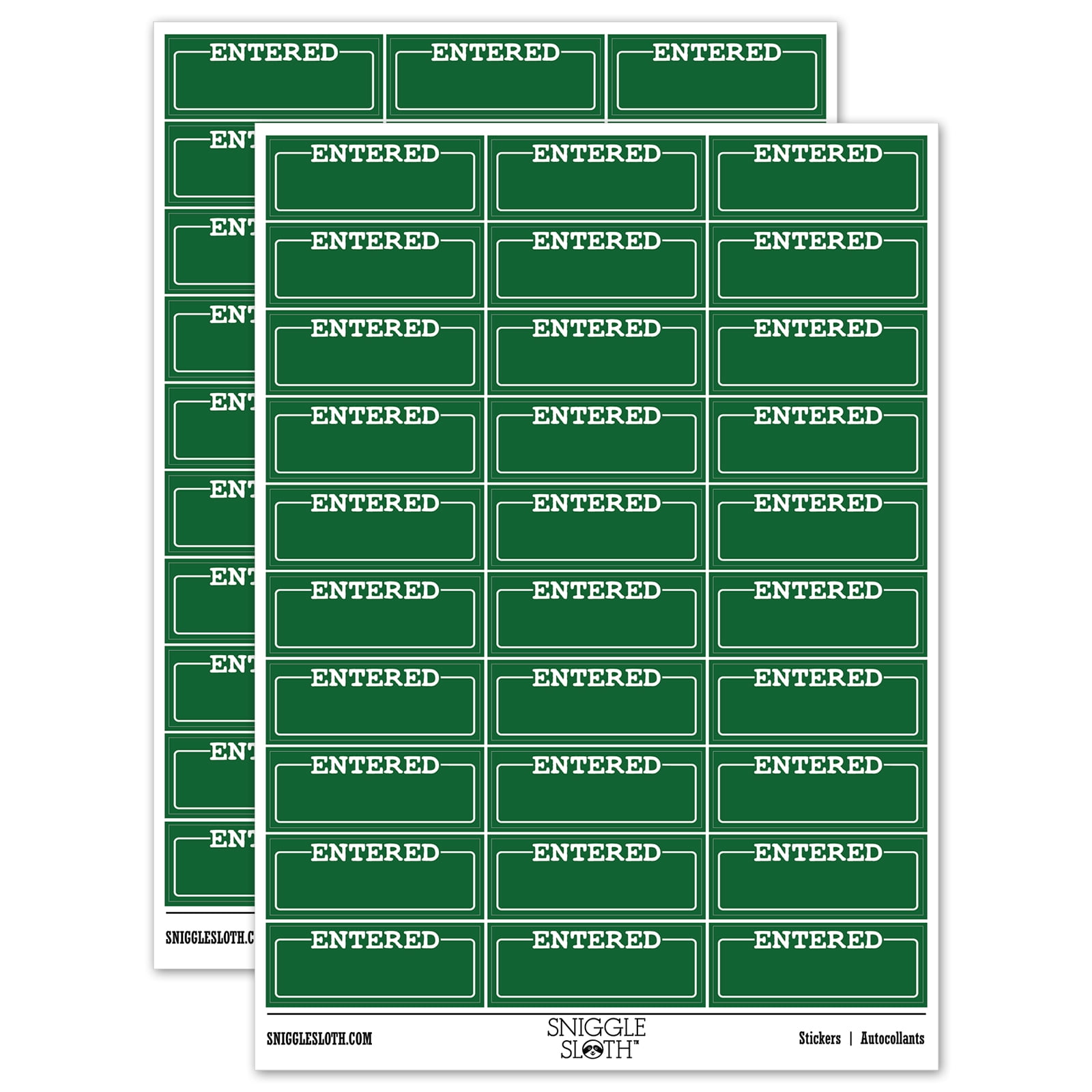 Entered Blank Box for Date Signature Sticker Set - Dark Green - Matte ...