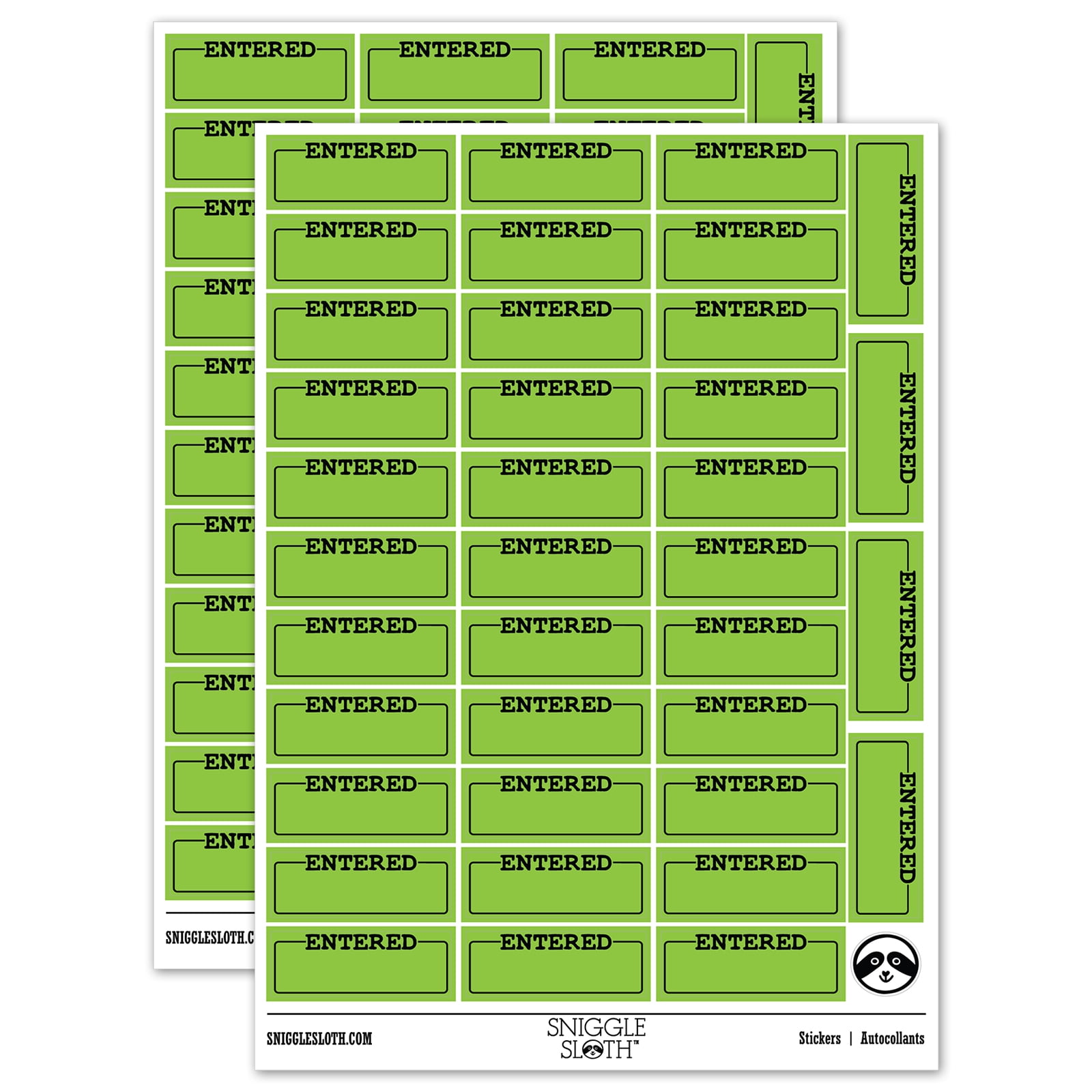 Entered Blank Box for Date Signature Sticker Set - Light Green - Gloss ...