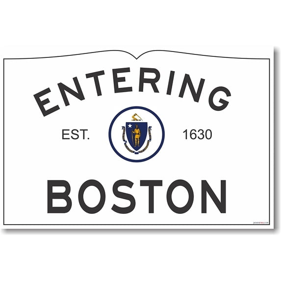 Entering Boston Road Sign - NEW World Travel Massachusetts – Poster ...