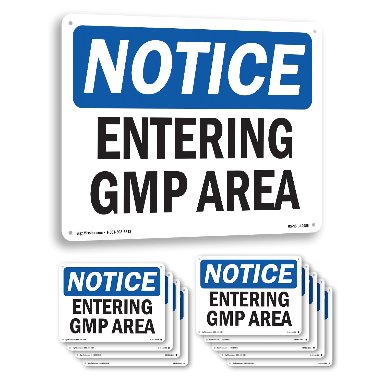 Entering Gmp Area OSHA Notice Aluminum Sign 10 Inch x 7 Inch - 10 Pack ...