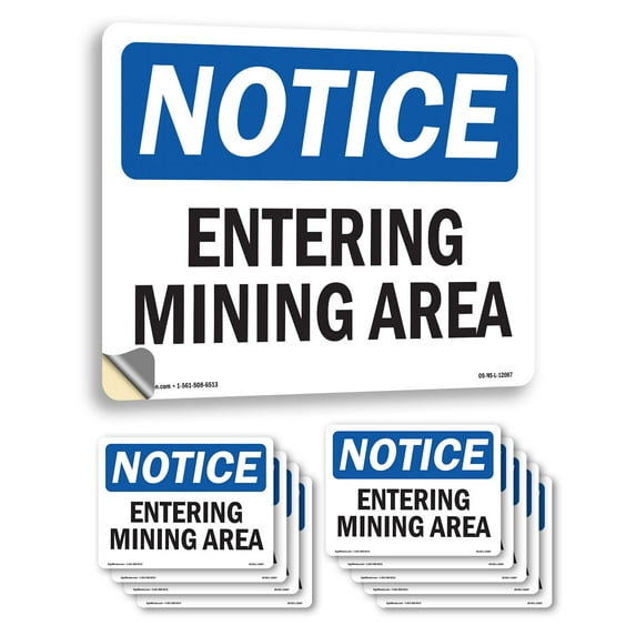 Entering Mining Area OSHA Notice Vinyl Decal Label 24 Inch x 18 Inch ...