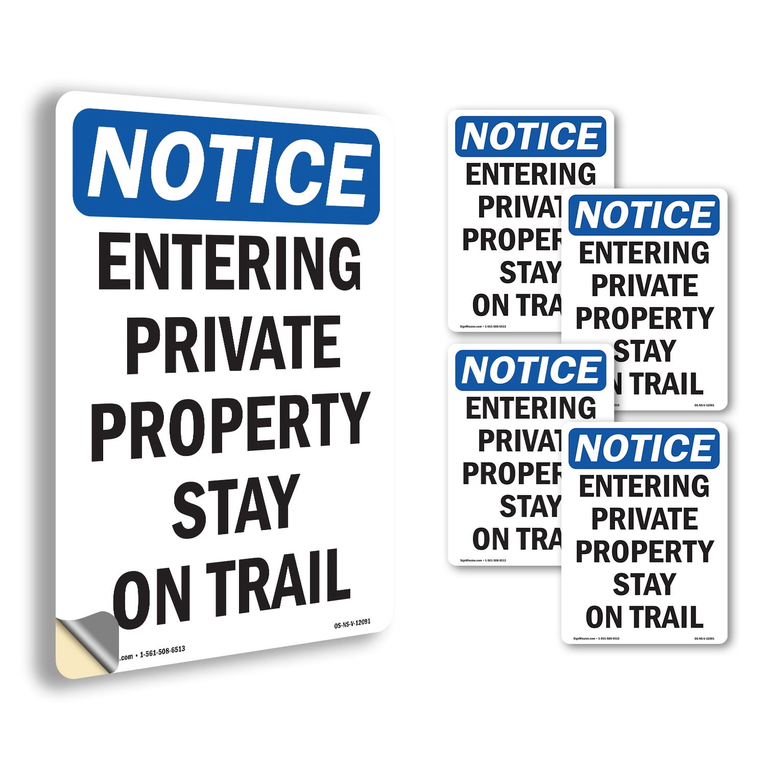 Entering Private Property Stay On Trail OSHA Notice Vinyl Decal Label ...