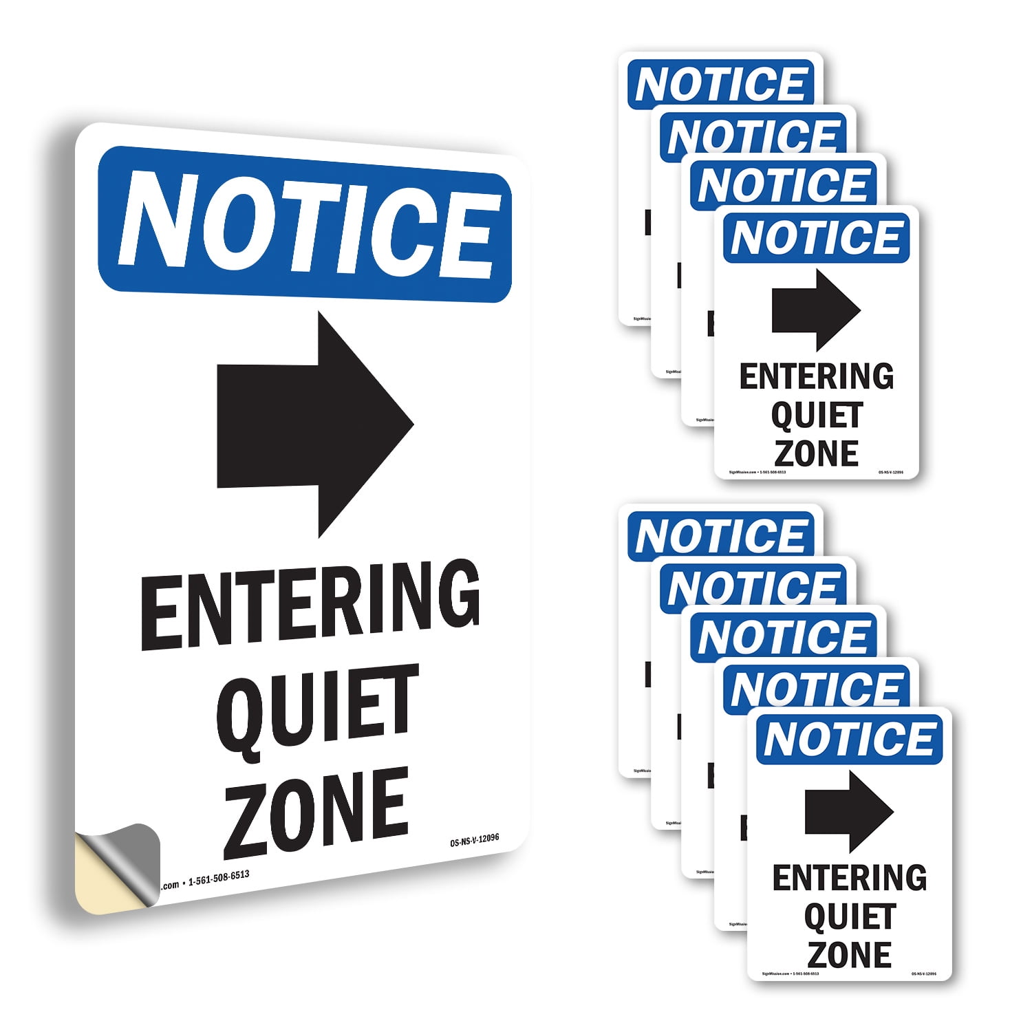 Entering Quiet Zone With Symbol OSHA Notice Vinyl Decal Label 10 Inch x ...