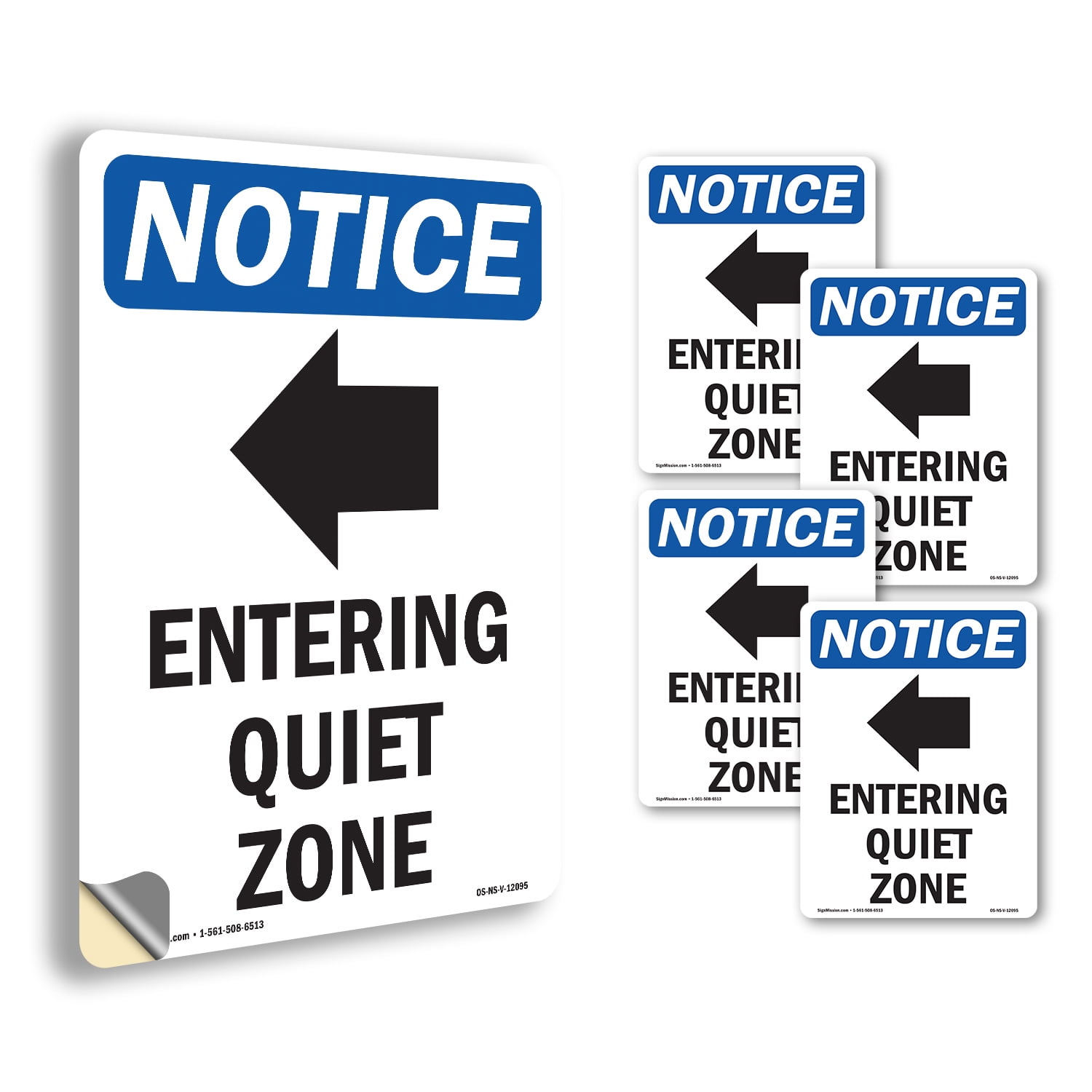 Entering Quiet Zone With Symbol OSHA Notice Vinyl Decal Label 24 Inch x ...