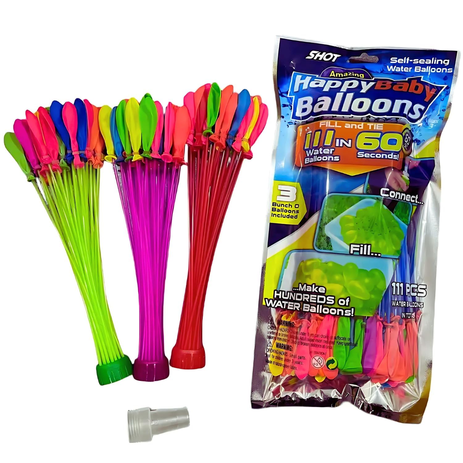 Enterprises 111 Pcs Water Balloons with Refill Hose – Auto-Fill ...
