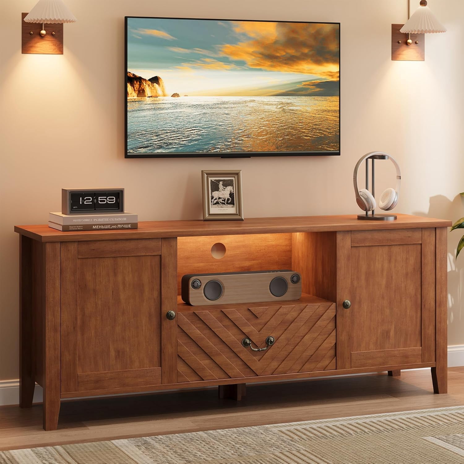 Entertainment Center for 65 Inch Tv, TV Stand with Led Lights for ...