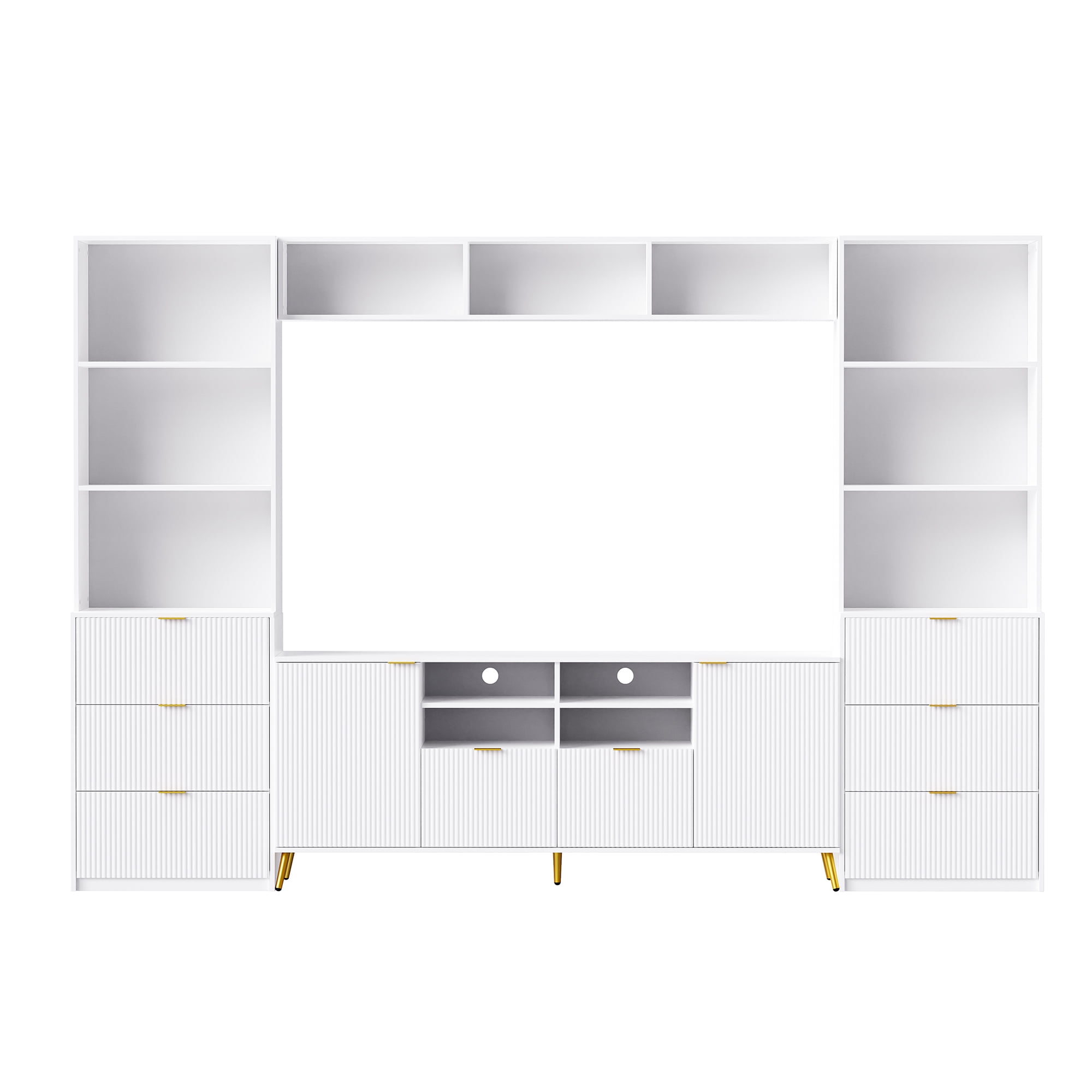 Entertainment Center with Bookshelves, Modern Entertainment Wall Unit ...