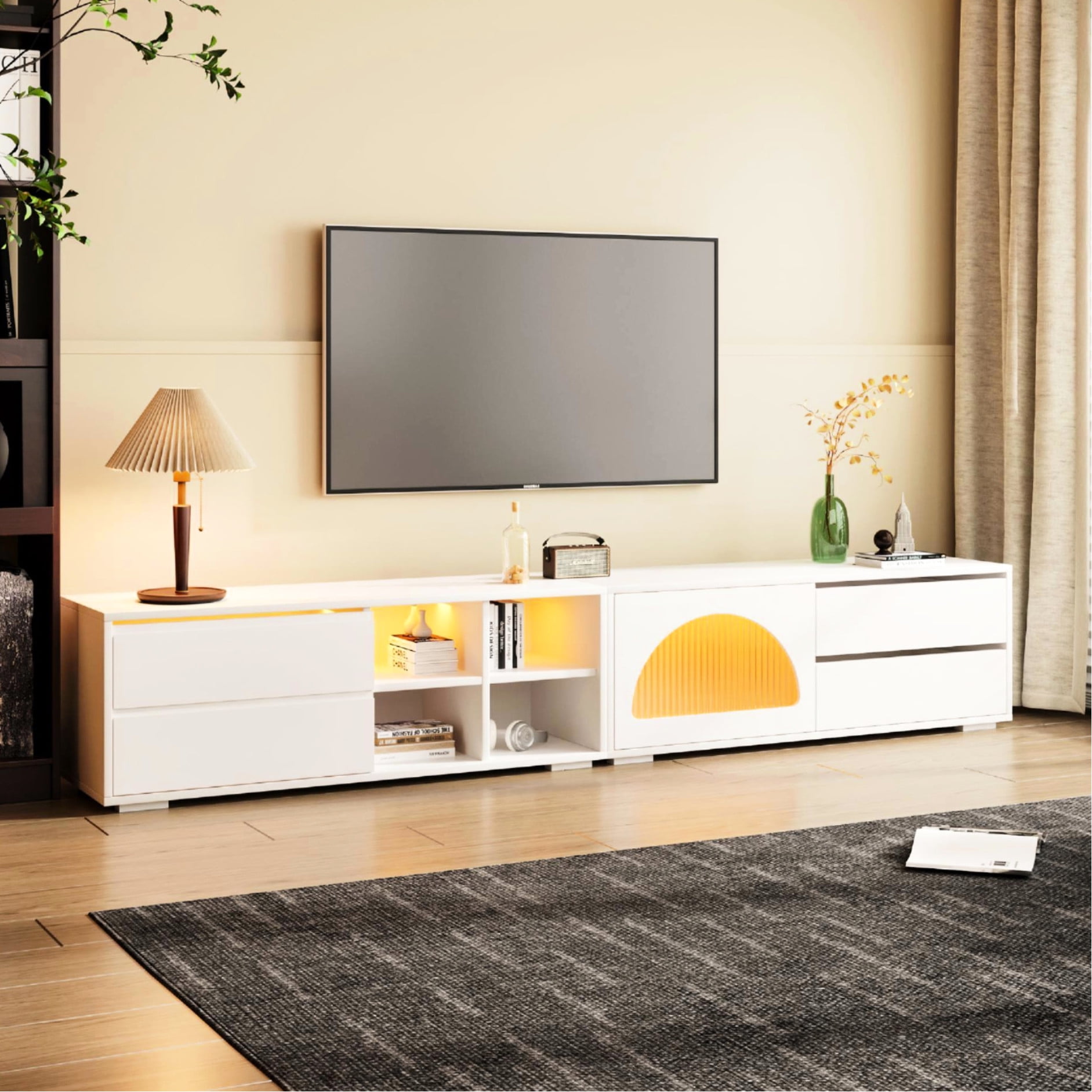 Entertainment Center | LED Color and Brightness Adjustable, for Living ...