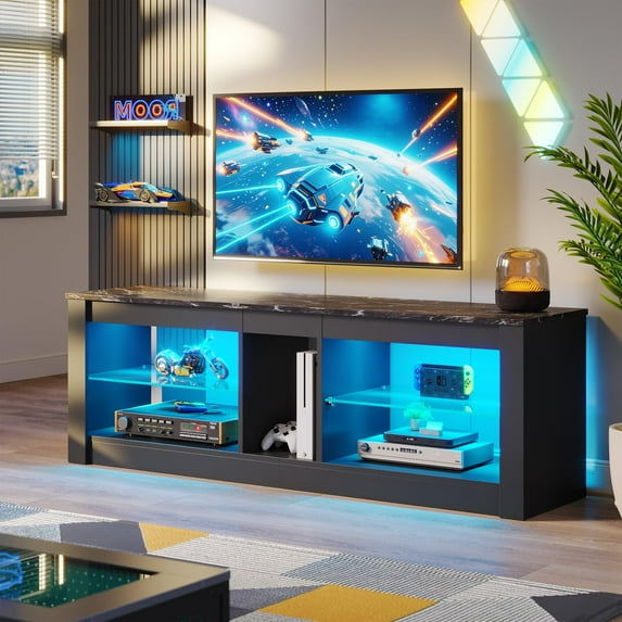 Entertainment Center LED Gaming TV Stand for 55+ Inch TV Adjustable ...