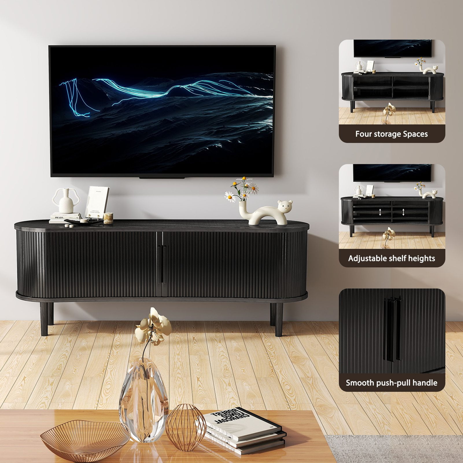 Entertainment Center, Mid Century Modern TV Cabinet Optimal Viewing ...