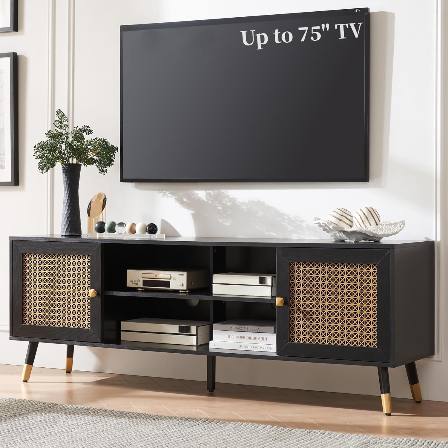 Entertainment Center for TVs up to 75 inches Boho TV Console with ...
