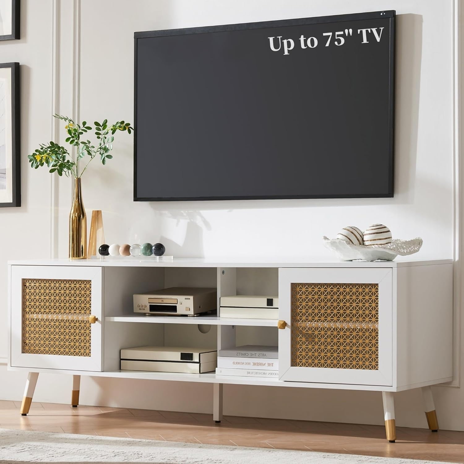Entertainment Center for TVs up to 75 inches Boho TV Console with ...