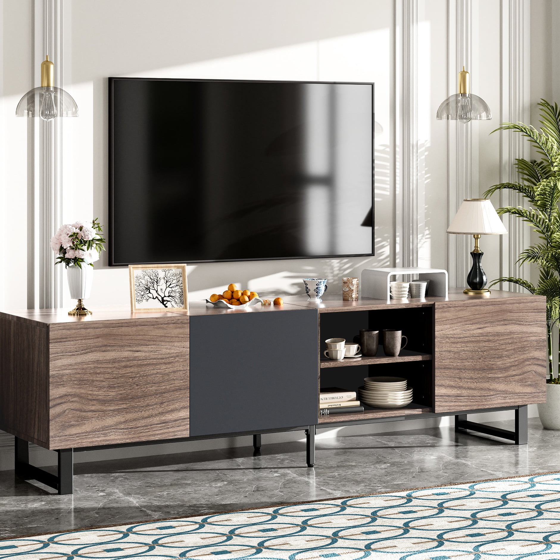 Entertainment Center for Living Room | Tier Open Shelves for Decoration ...