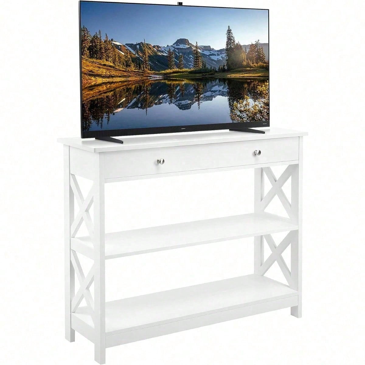 Entertainment Center with Drawer, 39.5" Media Console Table for TV with ...