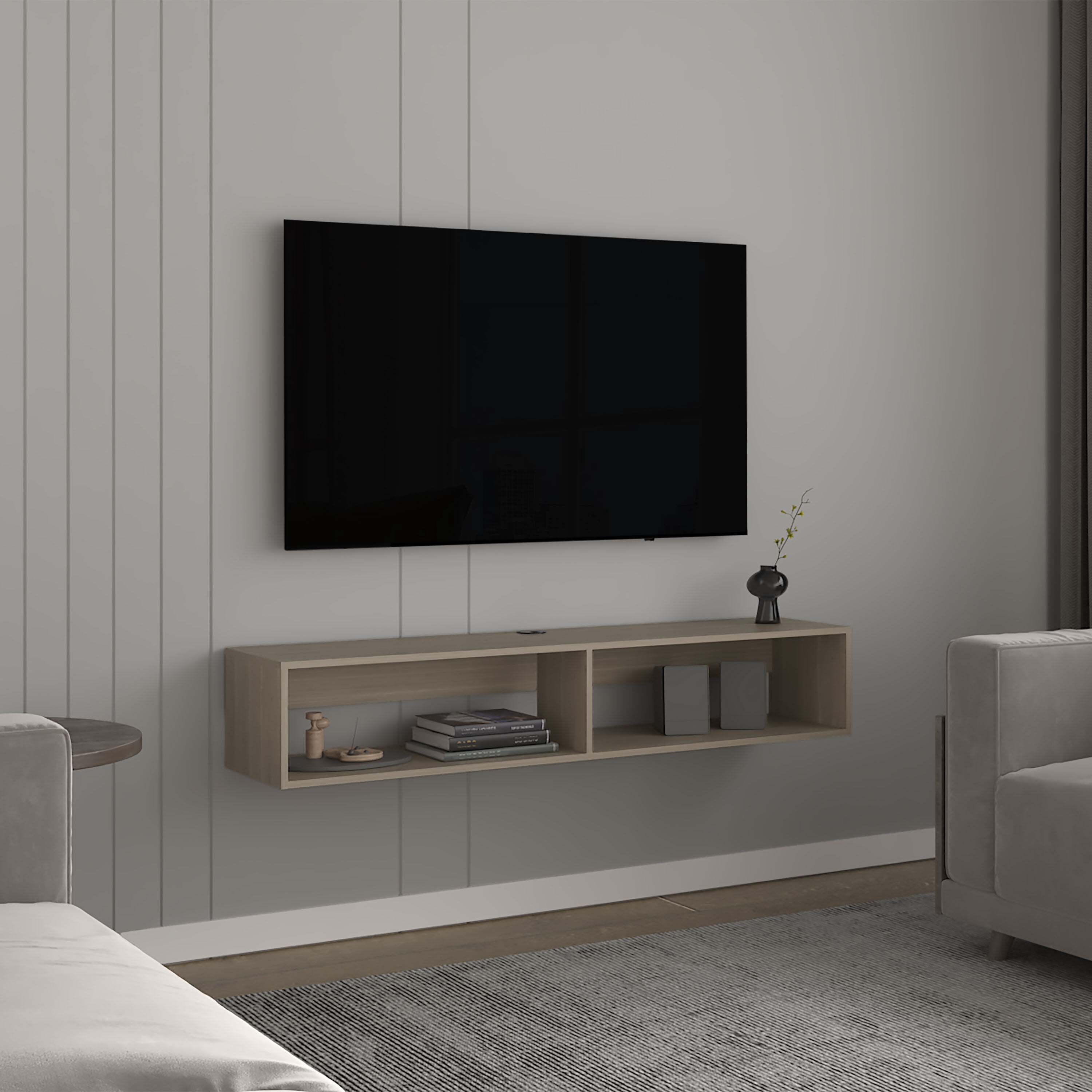 Entertainment Centers, TV Stand 10.4" H, with 2 Shelves, White Oak ...