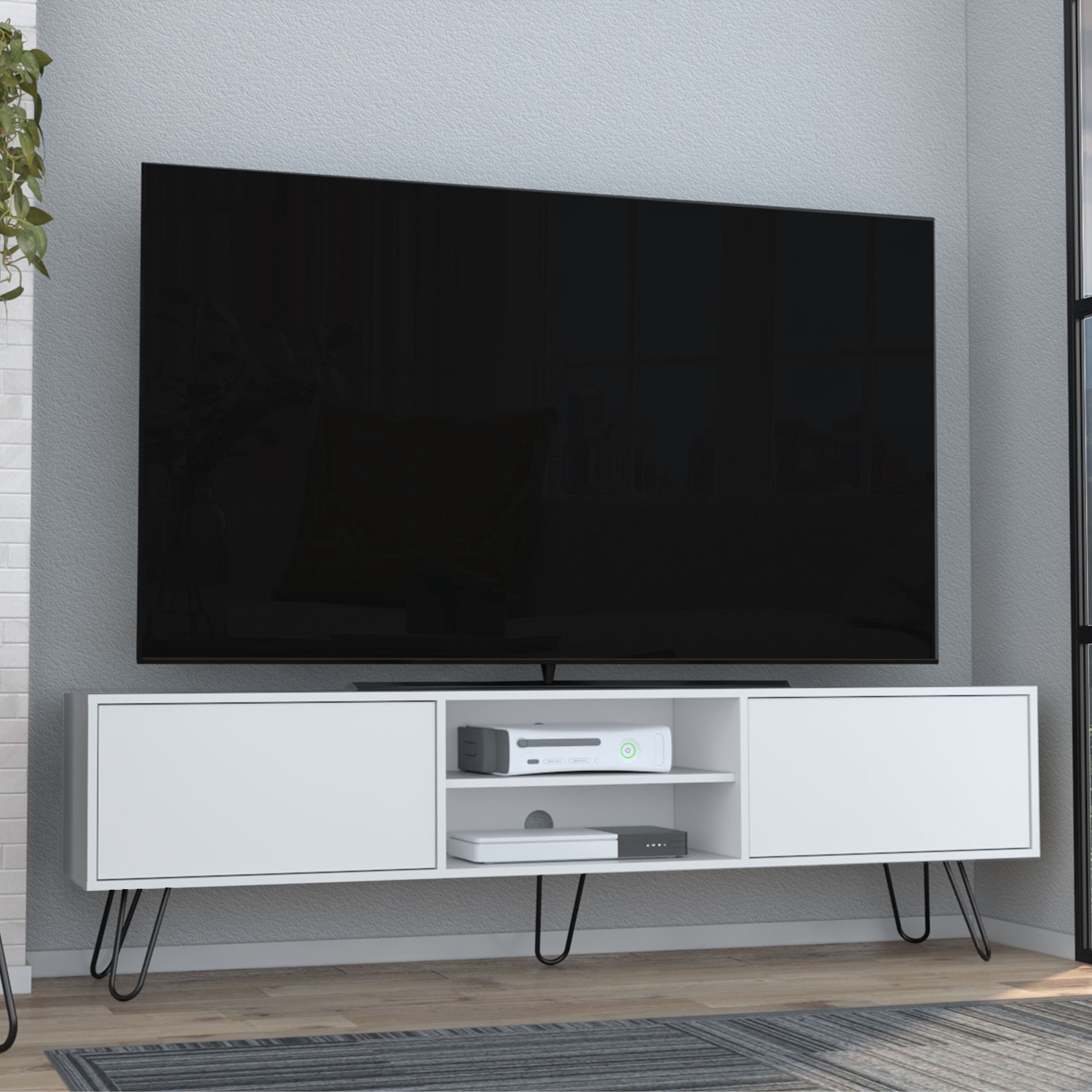 Entertainment Centers, Vassel TV Stand, Entertainment Unit with Hinged ...