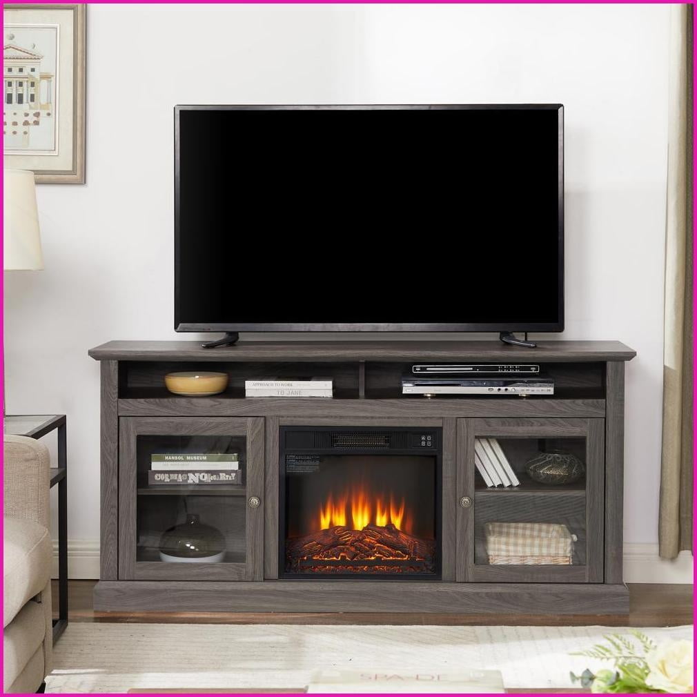 Entertainment Furniture Contemporary 60” TV Stand with 18” Fireplace ...