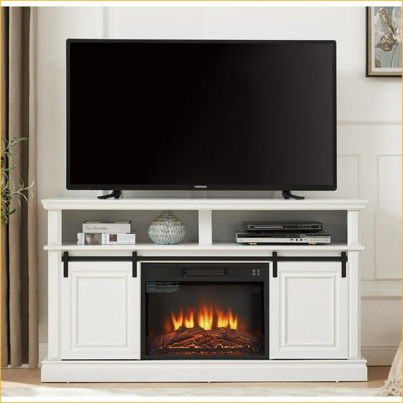 Entertainment Furniture TV Stand with 23'' Fireplace Insert, Mid ...