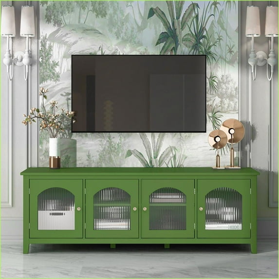 Entertainment Furniture TV Stand, 71-Inch Antique Green | Solid Pine ...