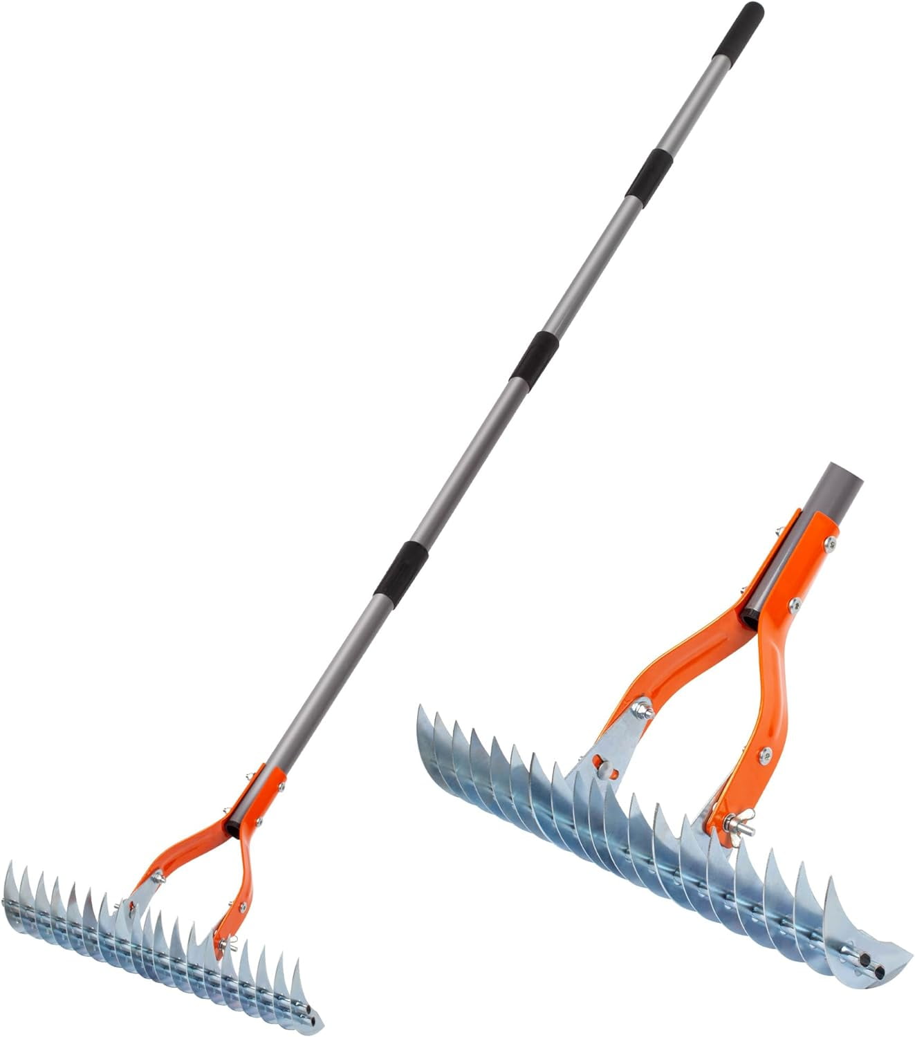 Entesi 15 in Carbon Steel Thatch Garden Rake with Adjustable Stainless ...