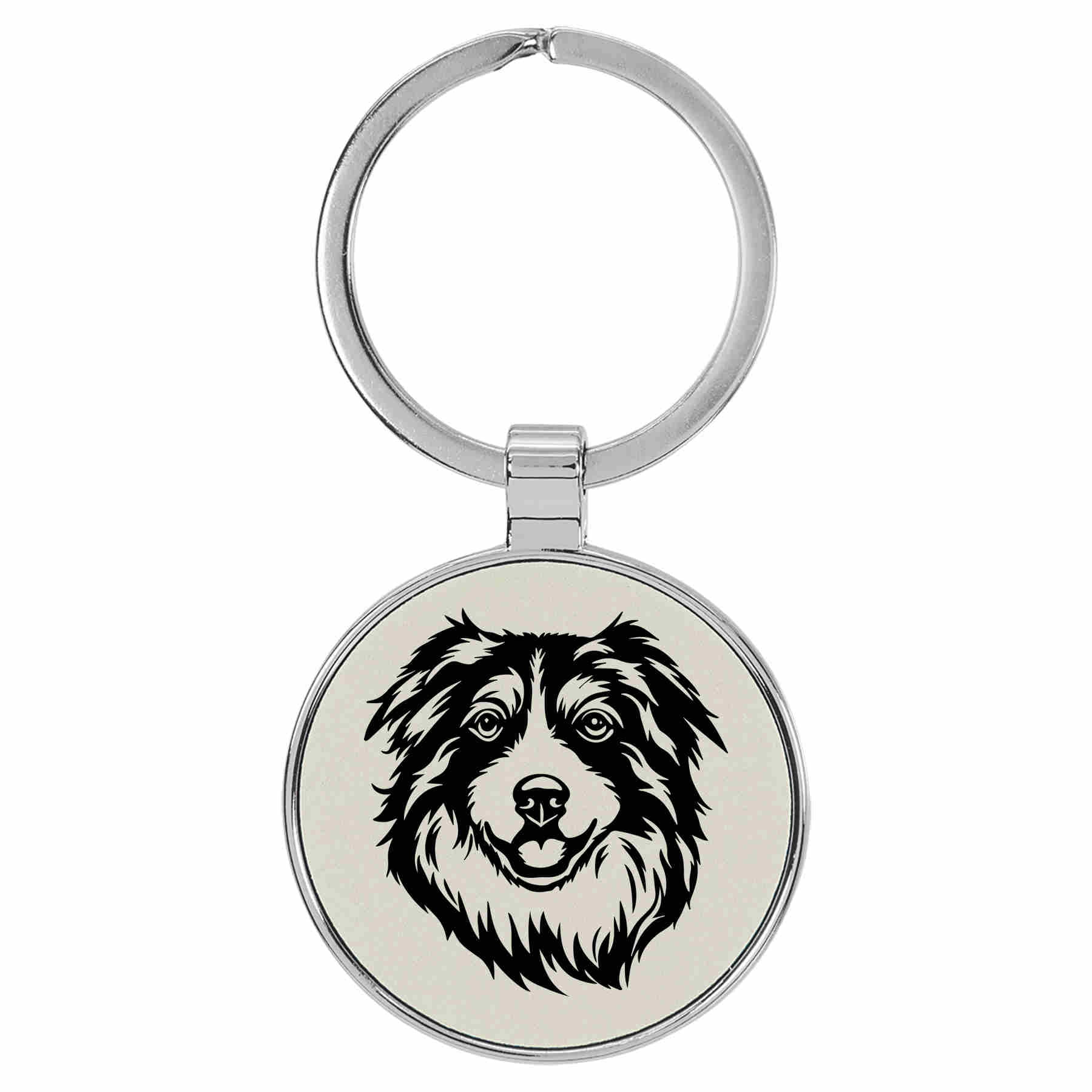 Enthoozies Australian Shepherd Dog White Laser Engraved Leatherette ...