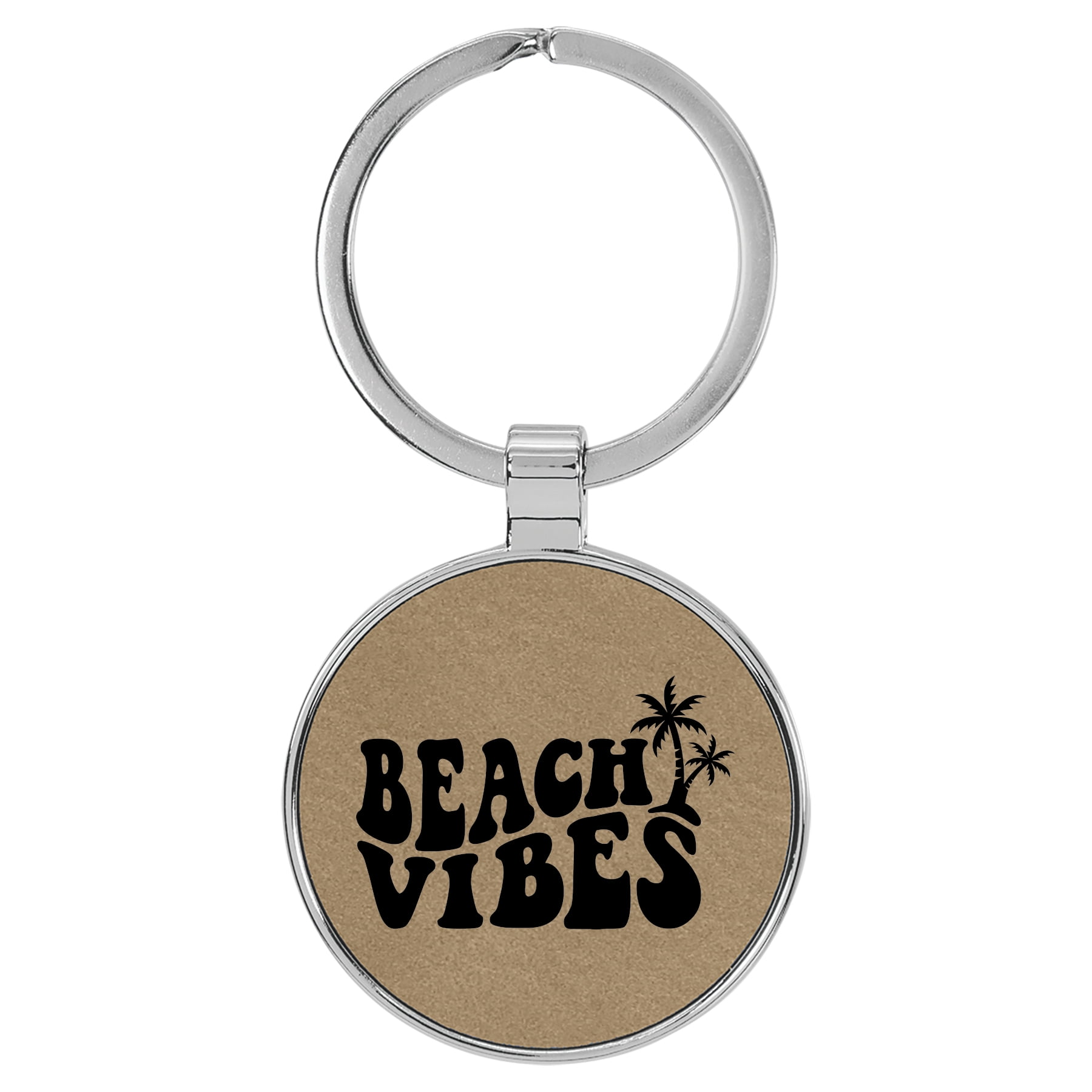 Enthoozies Beach Vibes Light Brown Laser Engraved Leatherette Keychain ...
