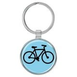 Enthoozies Bike Silhouette Cycling Biking Sky Blue 1.5" x 3.5" Domed Keychain Backpack Pull ...