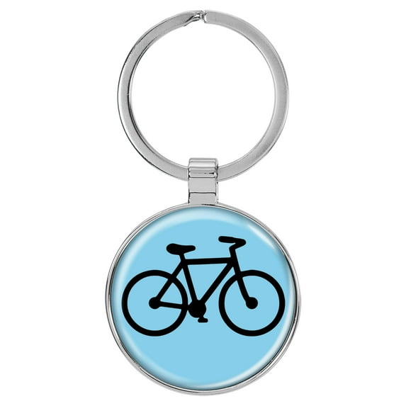 Enthoozies Bike Silhouette Cycling Biking Sky Blue 1.5" x 3.5" Domed Keychain Backpack Pull ...