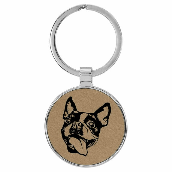 Enthoozies Boston Terrier Dog Light Brown Laser Engraved Leatherette ...