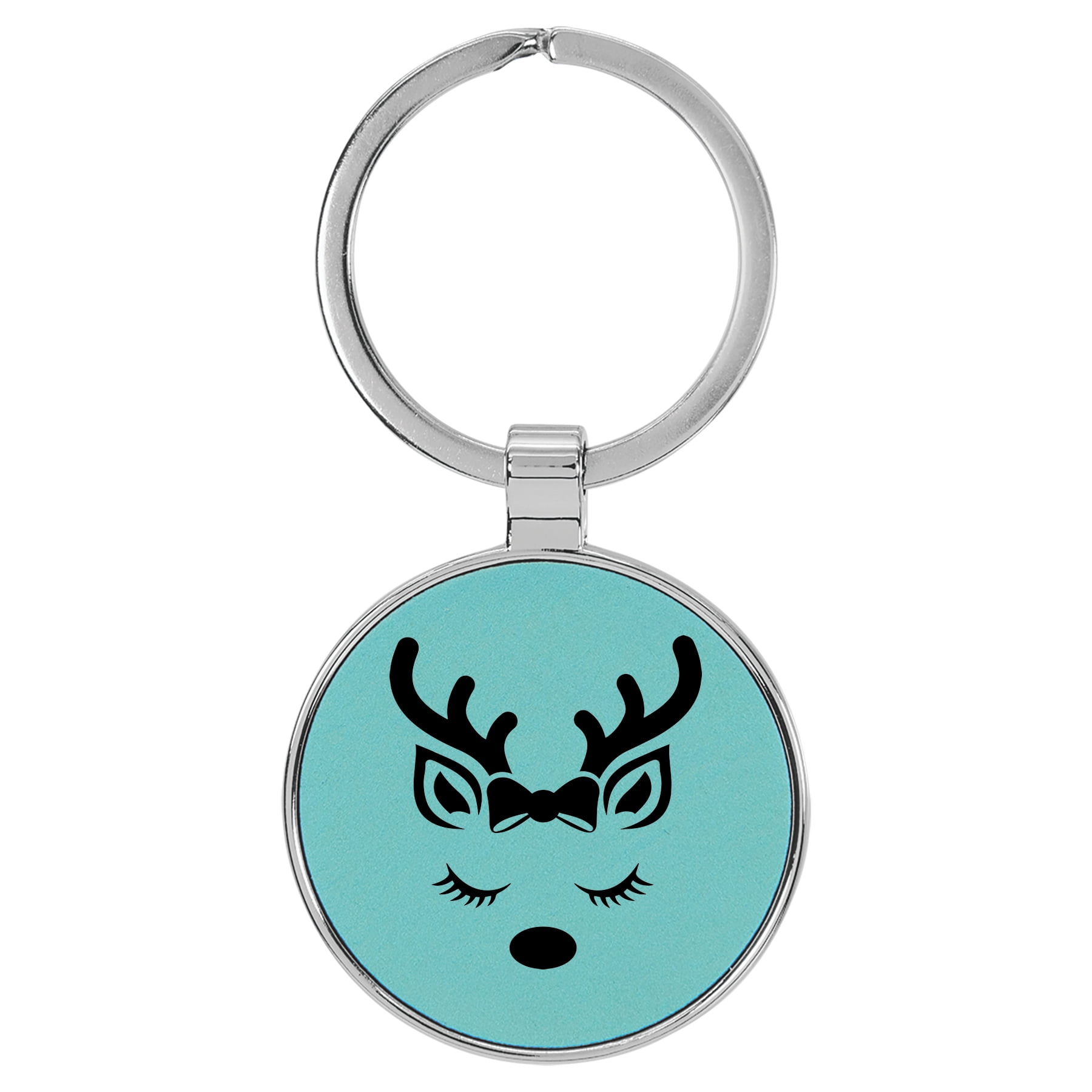 Enthoozies Cute Female Reindeer Face Christmas Teal Laser Engraved ...