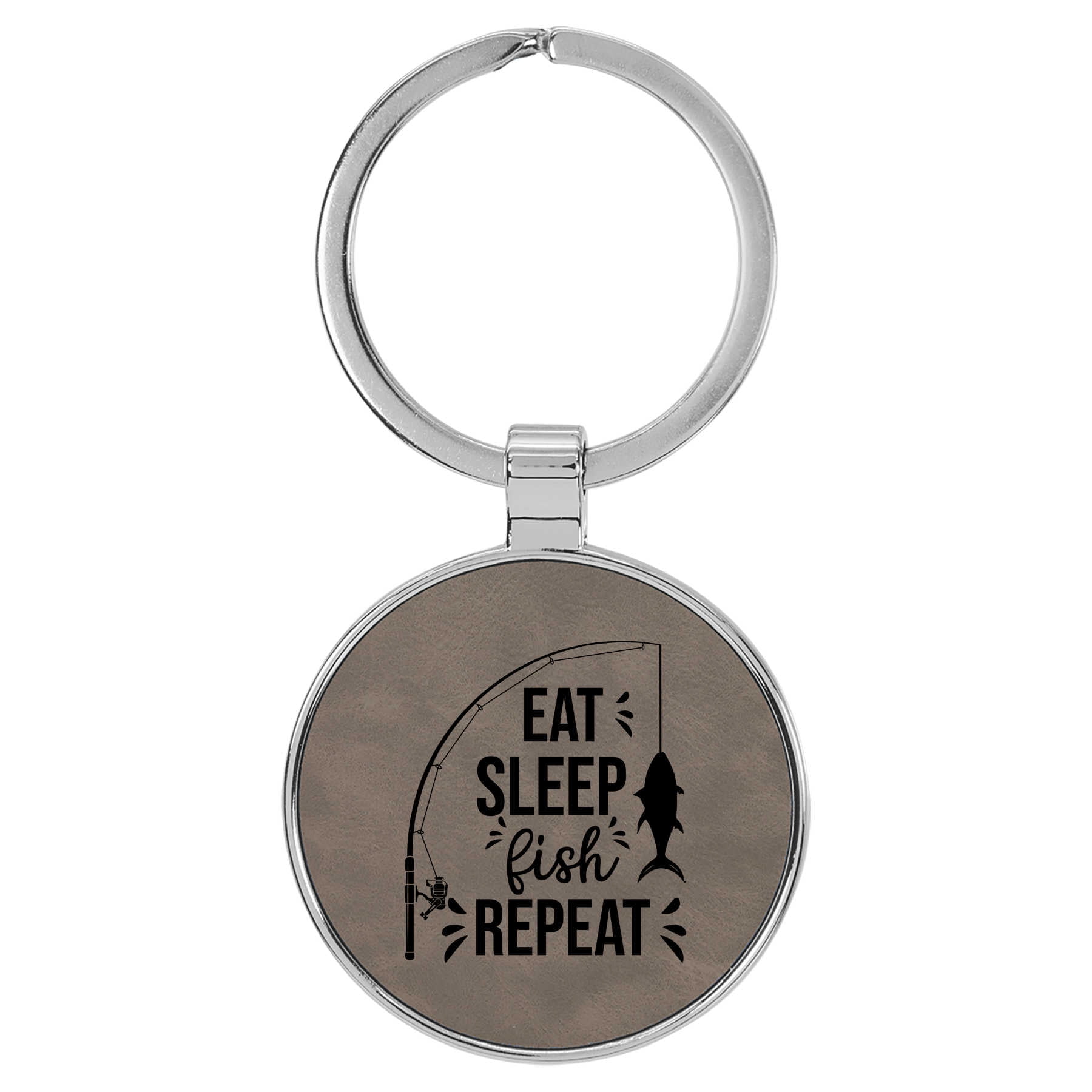Enthoozies Eat Sleep Fish Repeat Gray Laser Engraved Leatherette ...