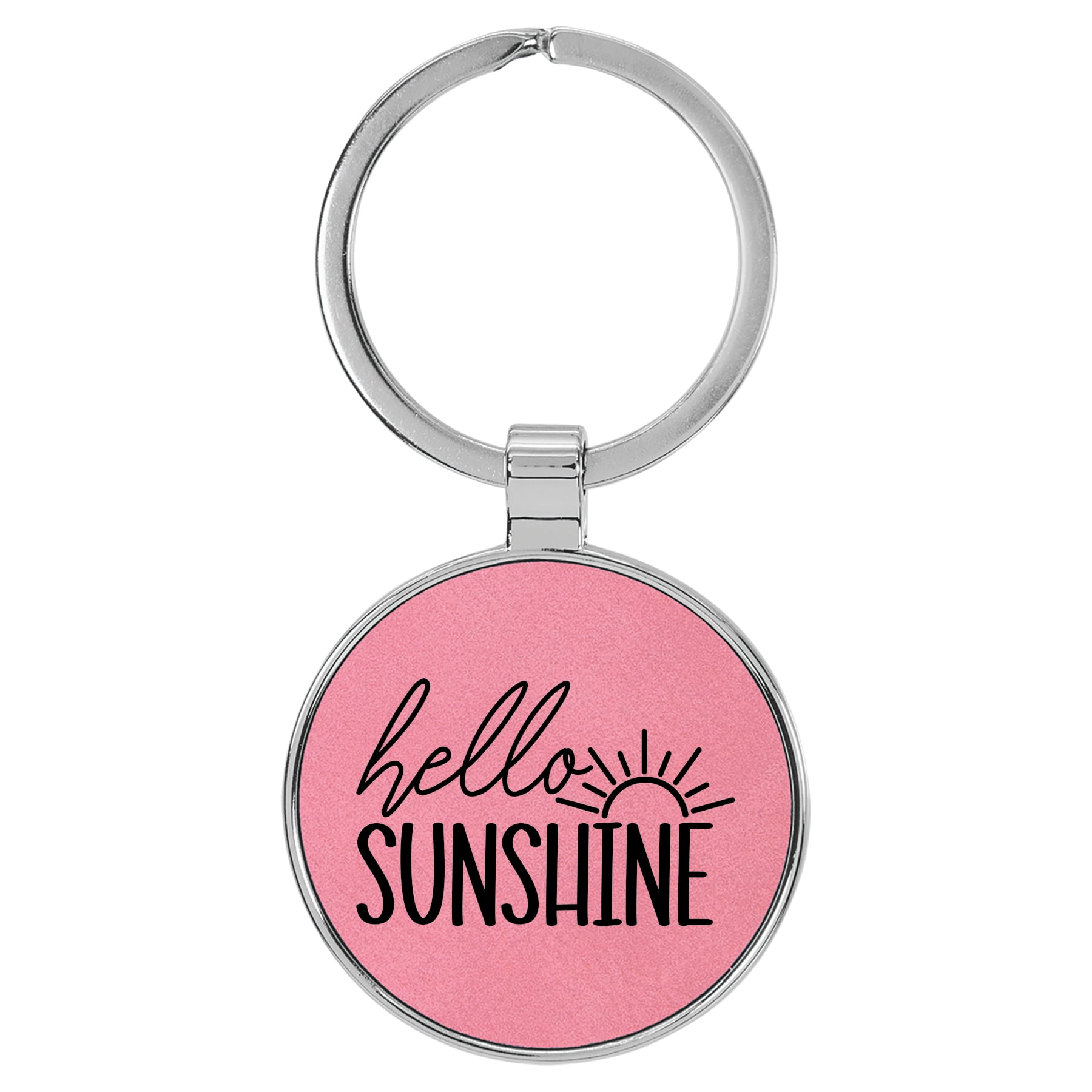 Enthoozies Hello Sunshine Pink Laser Engraved Leatherette Keychain ...