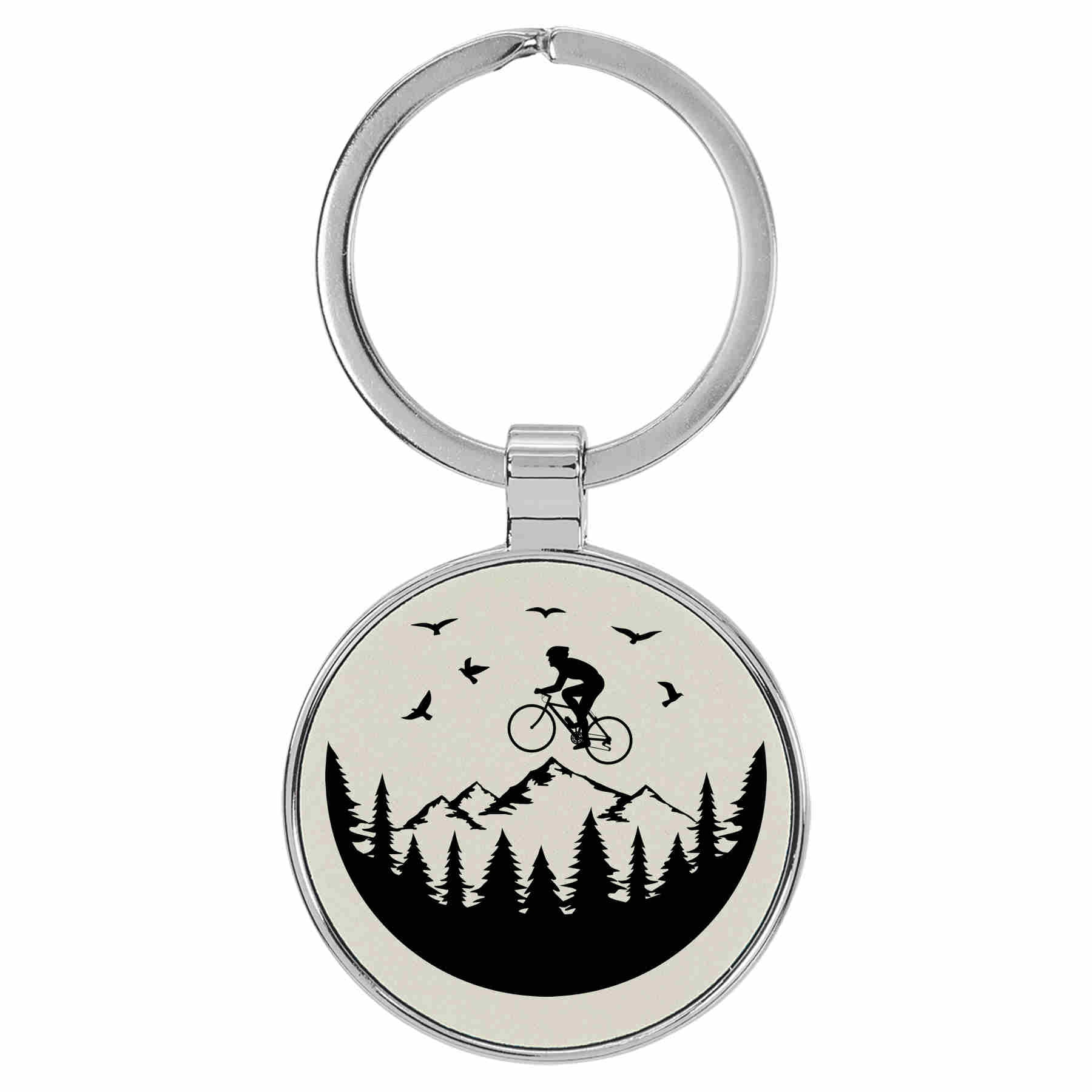 Enthoozies Mountain Biking Cycling White Laser Engraved Leatherette ...