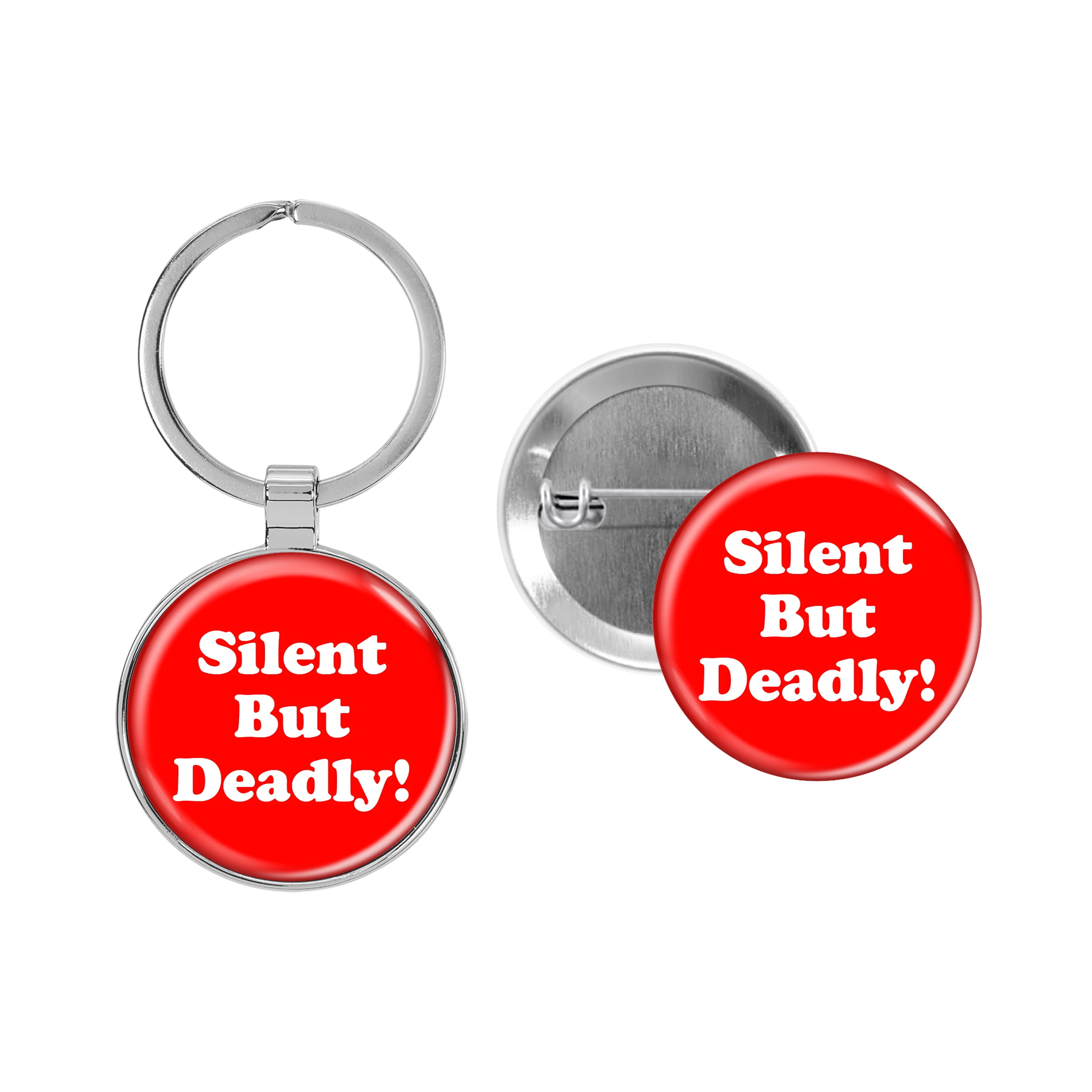 Enthoozies Silent But Deadly! Fart Red 1.5" x 3" Domed Keychain ...