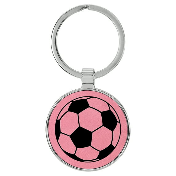 Enthoozies Soccer Ball Pink Laser Engraved Leatherette Keychain ...