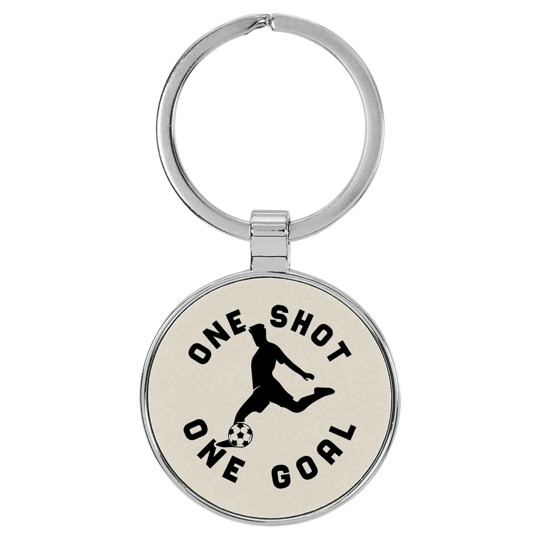 Enthoozies Soccer One Shot One Goal White Laser Engraved Leatherette ...