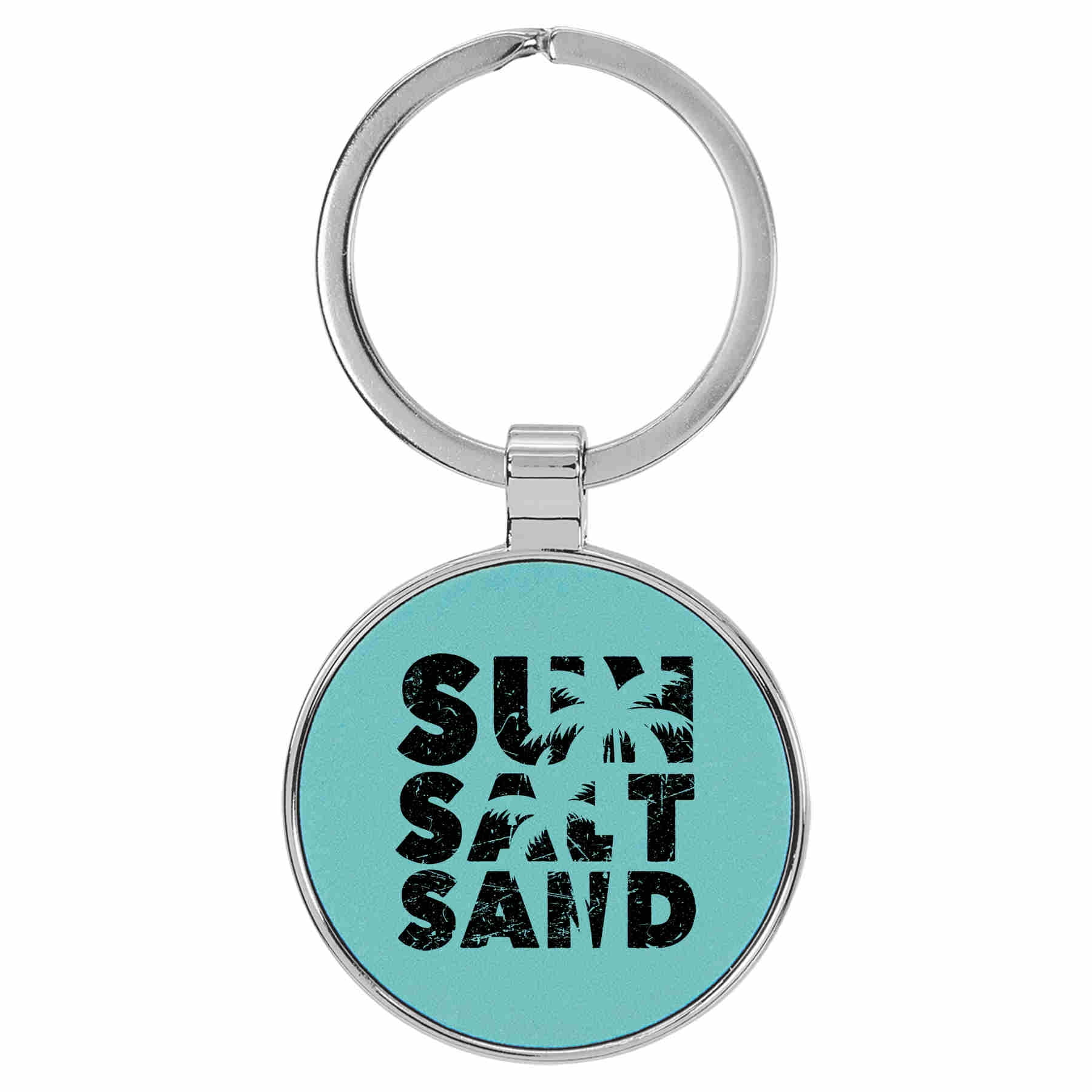 Enthoozies Sun Salt Sand Teal Laser Engraved Leatherette Keychain ...