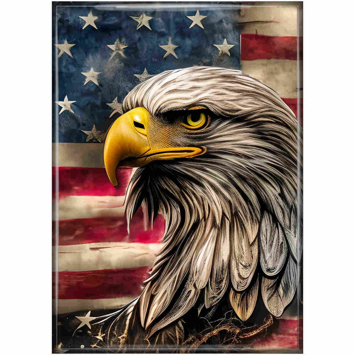 Enthoozies USA Flag Bald Eagle 2.5" x 3.5" Refrigerator Fridge Magnet ...